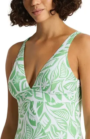 SEA LEVEL Leaf Print One-piece Swimsuit