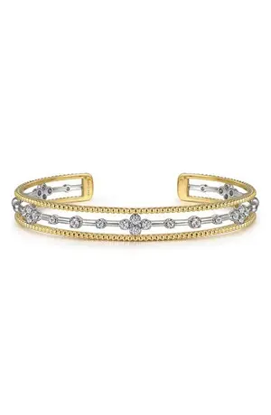 GABRIEL & CO. Two-tone Diamond Cuff Bracelet - Two Tone