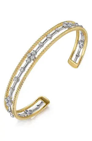 GABRIEL & CO. Two-tone Diamond Cuff Bracelet