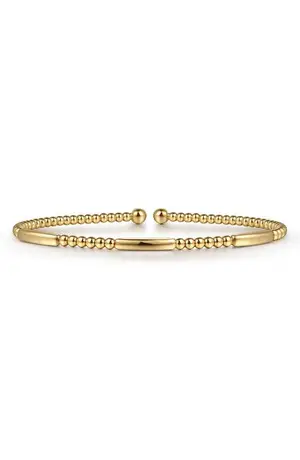 GABRIEL & CO. 14k Beaded Bar Cuff Bracelet - Gold