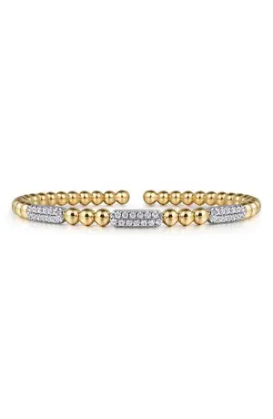 GABRIEL & CO. Diamond And 14k Gold Beaded Cuff Bracelet - Two Tone
