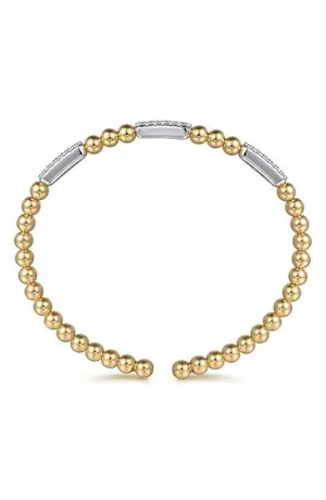 GABRIEL & CO. Diamond And 14k Gold Beaded Cuff Bracelet