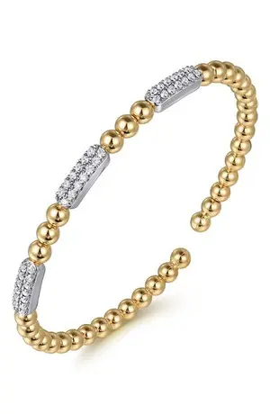 GABRIEL & CO. Diamond And 14k Gold Beaded Cuff Bracelet