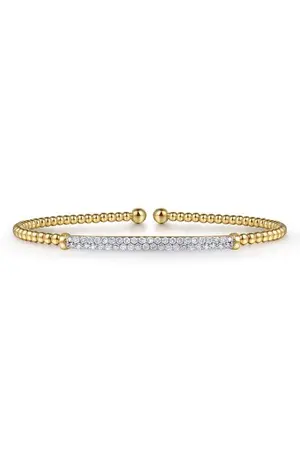GABRIEL & CO. Diamond And 14k Beaded Cuff Bracelet - Gold