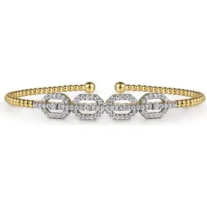 GABRIEL & CO. Geometric Diamond And Beaded Cuff Bracelet - Gold