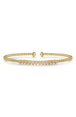 GABRIEL & CO. Diamond Bezel Beaded Cuff Bracelet - Gold