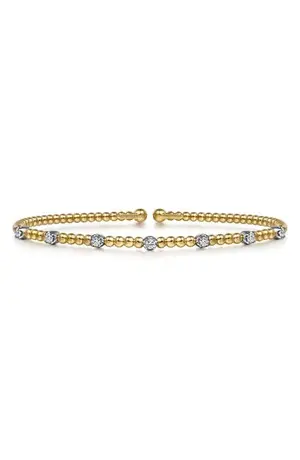 GABRIEL & CO. Diamond Station Beaded Cuff Bracelet - Two Tone