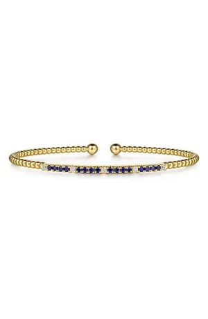 GABRIEL & CO. Sapphire And Diamond Beaded Cuff Bracelet - Gold