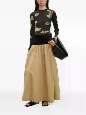 LESS Printed Long Sleeve Top - Black