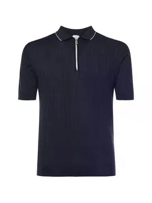 Eleventy Ribbed Zip-neck Polo Shirt