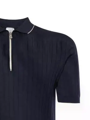 Eleventy Ribbed Zip-neck Polo Shirt