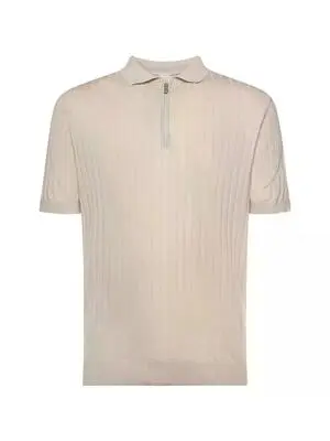 Eleventy Zip-neck Ribbed Polo Shirt
