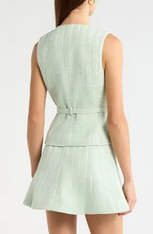 Astr The Label Kelson Belted Tweed Vest