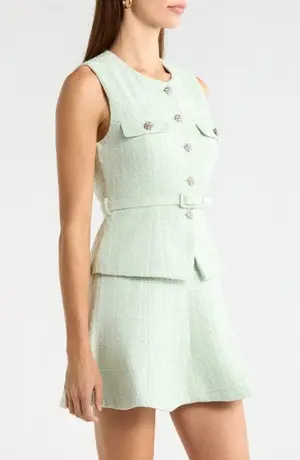Astr The Label Kelson Belted Tweed Vest