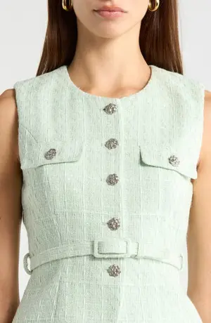 Astr The Label Kelson Belted Tweed Vest