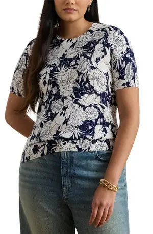 Ralph Lauren Floral Printed Short Sleeve Sweater