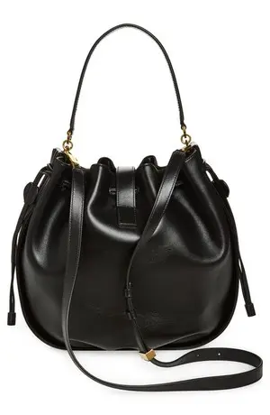 FERRAGAMO Hug Leather Bucket Bag - Nero
