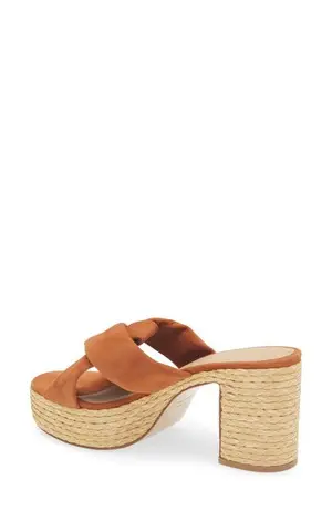 FERRAGAMO Douglas Platform Slide Sandal - Tan Suede