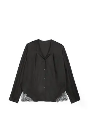 LESS Silk V-neck Shirt - Black