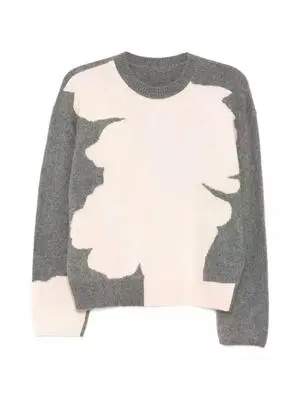 LESS Jacquard Crew Neck Sweater - Pink