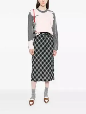 LESS Plaid Midi Skirt