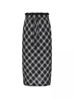 LESS Plaid Midi Skirt - Black