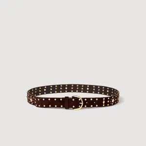Sandro Suede Belt With Rivets - Brown