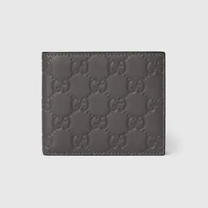 Gucci Gg Emblem Bi-fold Wallet Leather - Grey