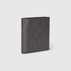 Gucci Gg Emblem Bi-fold Wallet Leather - Grey
