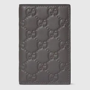 Gucci Gg Emblem Card Case Leather - Grey