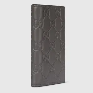 Gucci Gg Emblem Card Case Leather - Grey