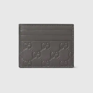 Gucci Gg Emblem Card Case Leather - Grey