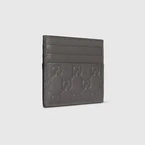 Gucci Gg Emblem Card Case Leather - Grey
