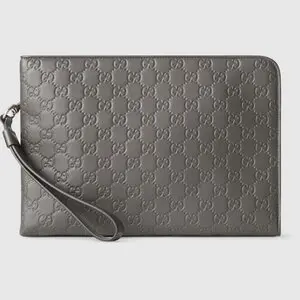Gucci Gg Emblem Pouch - Grey