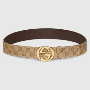 Gucci Belt With Interlocking G Buckle - Beige