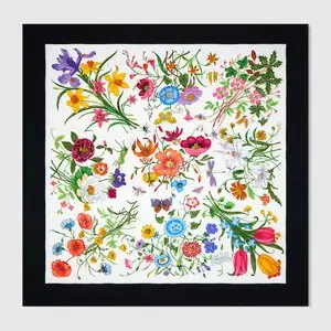 Gucci Printed Silk Wool Shawl - Black