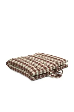 FERM LIVING Bothy Check Folding Mat In Burgundy,cream
