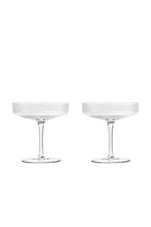 FERM LIVING Ripple Champagne Saucers Set Of 2 - Clear