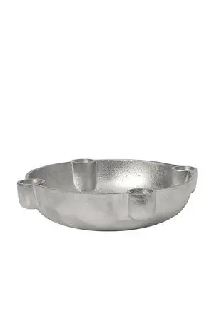 FERM LIVING Bowl Medium Candle Holder In Metallic Silver - Aluminium