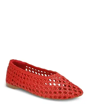 Sam Edelman Shira Woven Leather Ballet Flats - Red