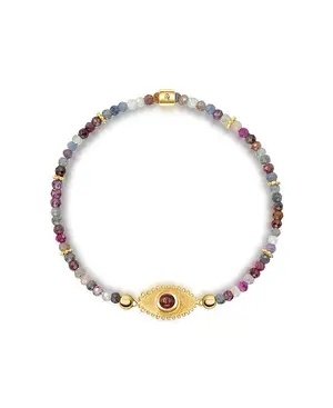 KARMA AND LUCK Spiritual Power Sapphire Mix Evil Eye Charm Bracelet - Multicolor/gold