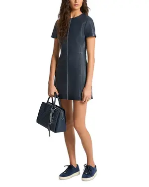 Navy Leather Dress