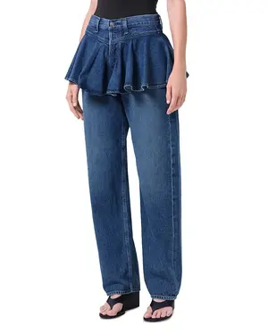 AGOLDE High Rise Straight Peplum Jeans - Peak