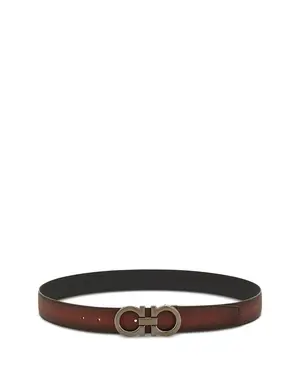 FERRAGAMO Reversible Hammered Leather Belt