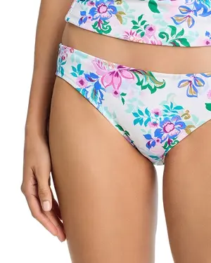 Johnny Was Floral Print Bikini Bottom - White Melia