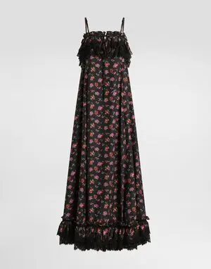 Dolce & Gabbana Floral-print Habotai Long Dress - Multicolor