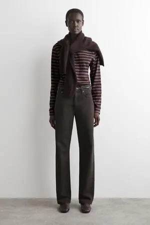 Cos Cotton Long-sleeved T-shirt - Brown