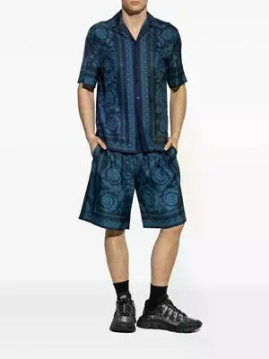 Versace Floral-print Shorts - Blue