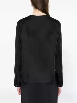 LESS Silk V-neck Shirt With Lace Trim