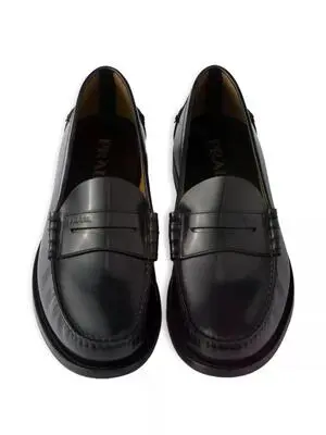 Prada Brushed-leather Loafers - Black